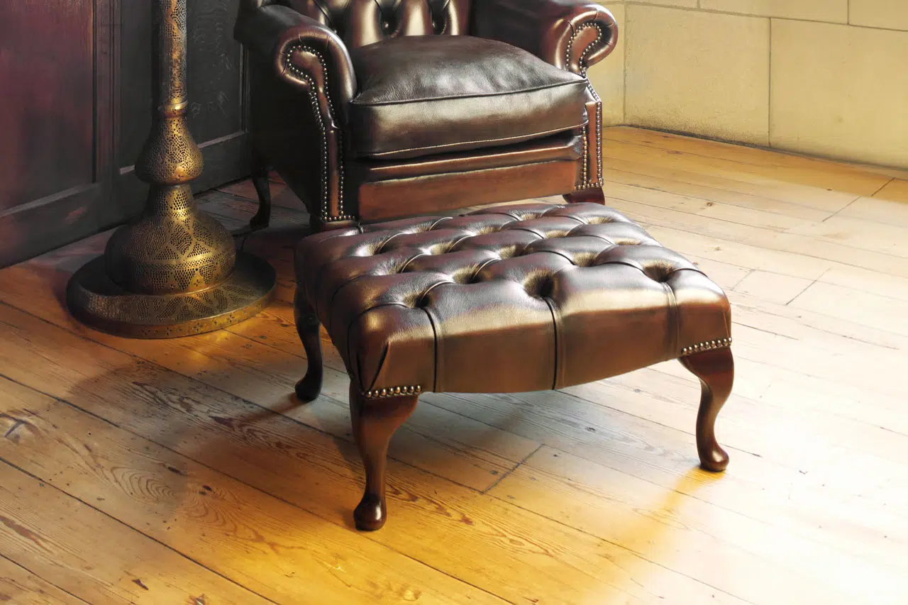 Chesterfield footstool leather store